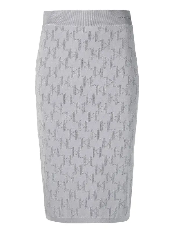 Karl Lagerfeld Monogram Jacquard Skirt - Grey