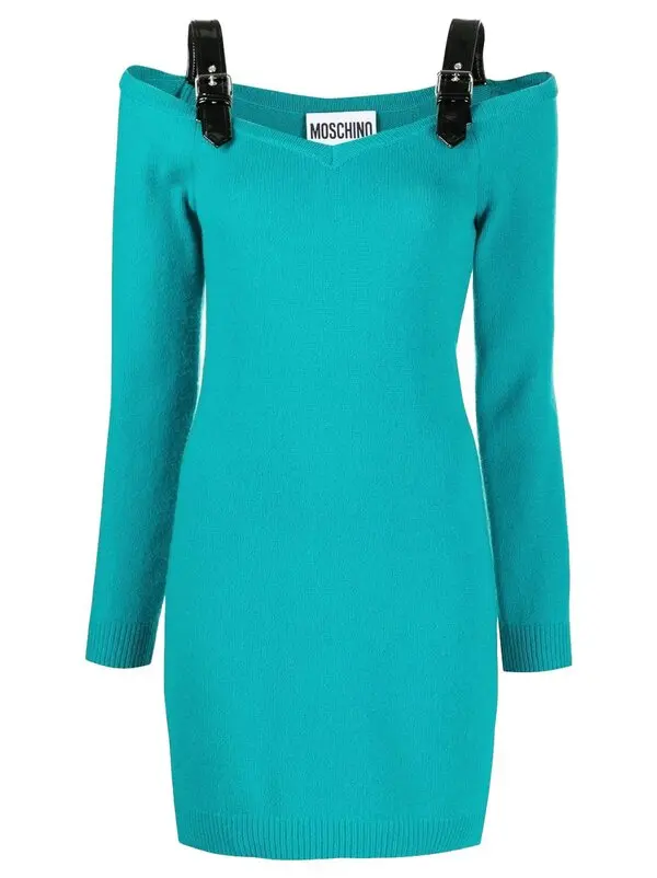 Moschino Strap-detail Knitted Mini Dress - Green