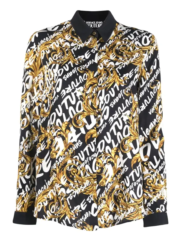 Versace Baroque Graffiti-print Shirt - Black