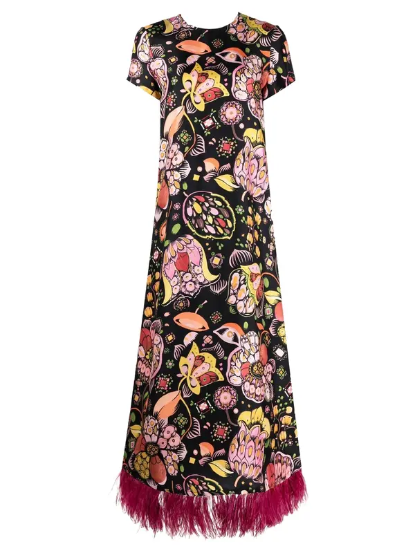 La DoubleJ Swing Floral-print Maxi Dress - Black