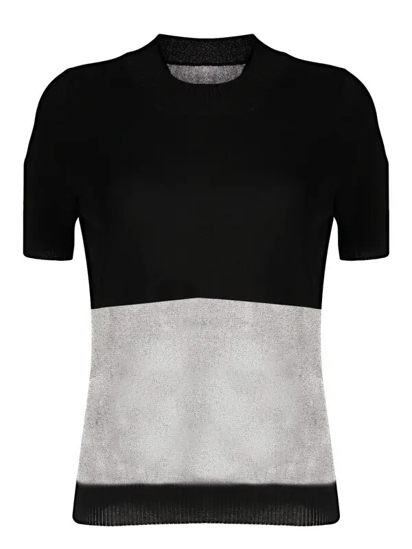 UMA WANG Panelled Knitted Top - Black