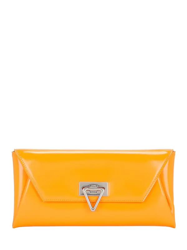 Bottega Veneta Small Point Lock Clutch - Tangerine & Silver