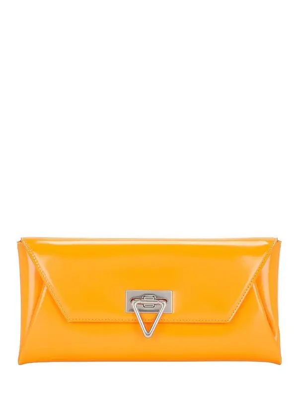Bottega Veneta Small Point Lock Clutch - Tangerine & Silver
