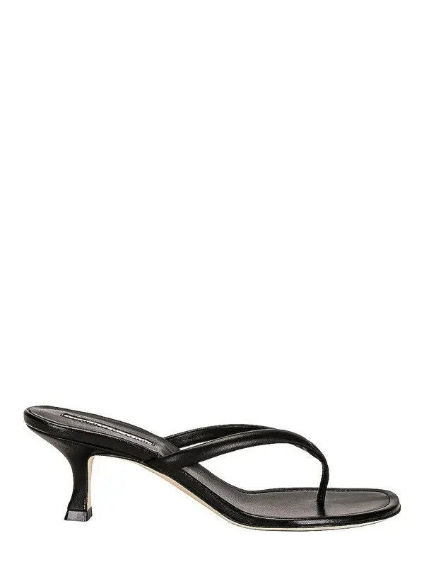 Manolo Blahnik Paterno 50 Leather Sandal - Black