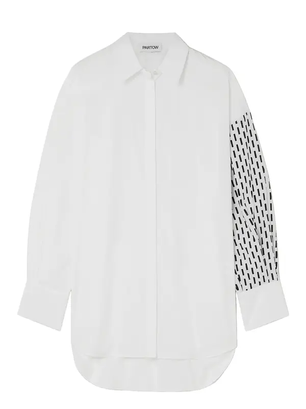 Partow Hugo Printed Cotton-poplin Shirt - White