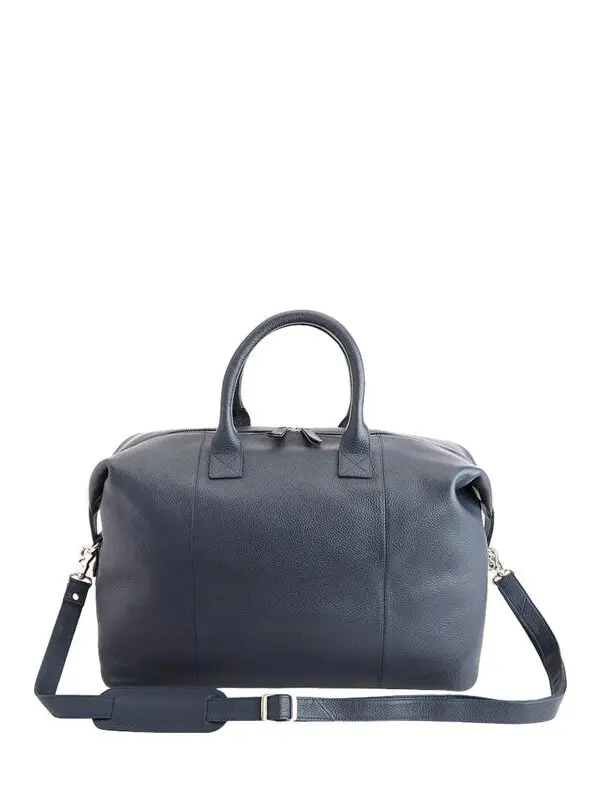 ROYCE NEW YORK Monogrammed Leather Duffle Bag - Navy