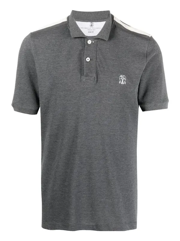 Brunello Cucinelli Logo-print Cotton Polo Shirt - Grey