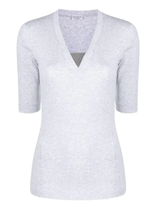 Brunello Cucinelli V-neck Top - Grey