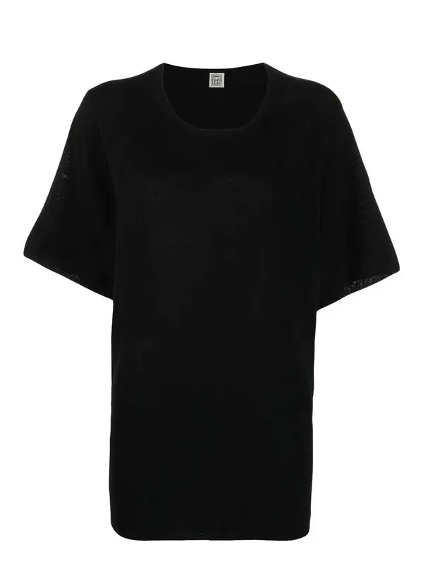 TOTEME Short-sleeved Silk T-shirt - Black