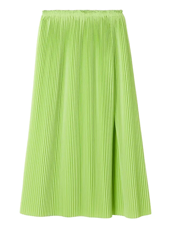 Rosie Assoulin Pleated Crepe Midi Skirt - Green