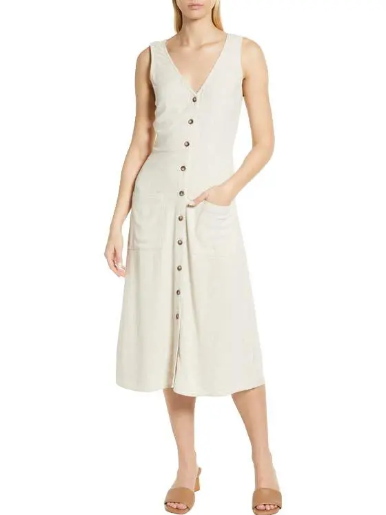 Caslon Button-up Tank Midi Dress - Ivory Birch