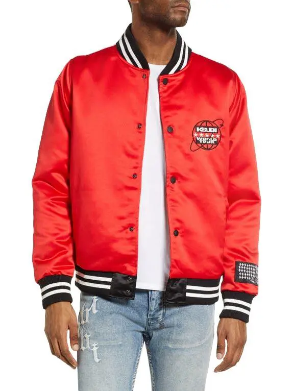 Ksubi Satin Varsity Jacket - Red