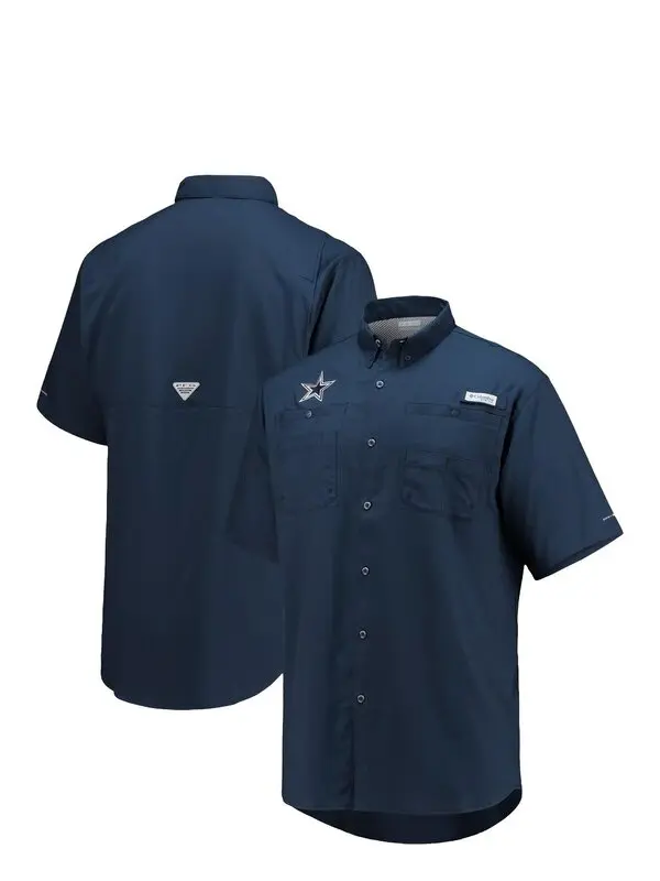 Columbia Dallas Cowboys Tamiami Omni-shade Button-down Short Sleeve Shirt - Navy