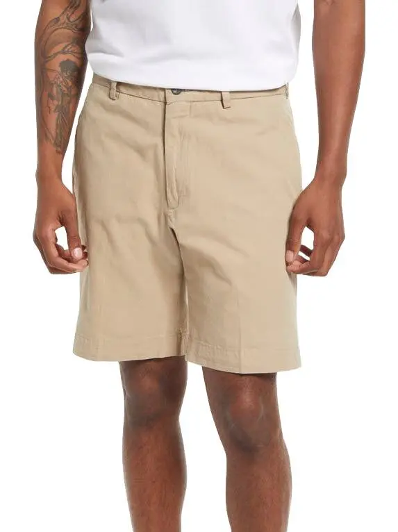 Berle Charleston Flat-front Shorts - Khaki