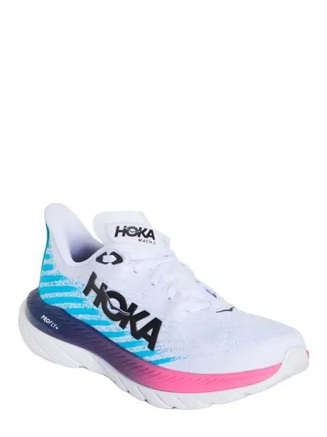 Hoka Mach Running Shoe - White / Scuba Blue