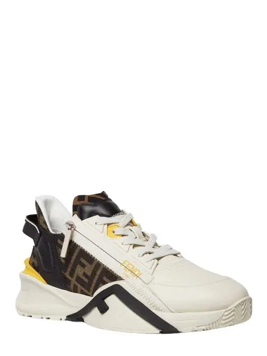 Fendi Flow Logo Low Top Sneakers - White/yellow