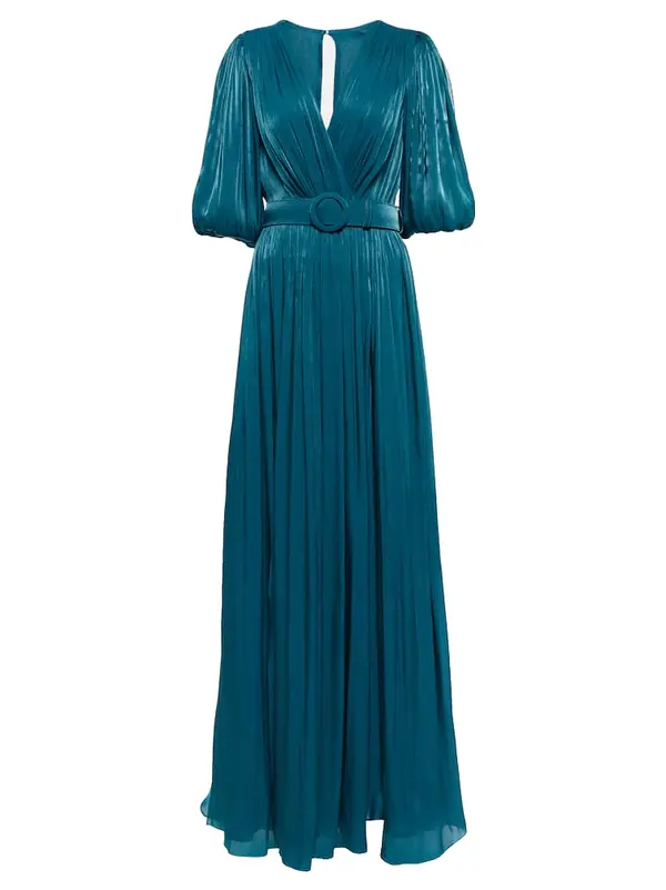 Costarellos Brennie Iridescent Georgette Gown - Green