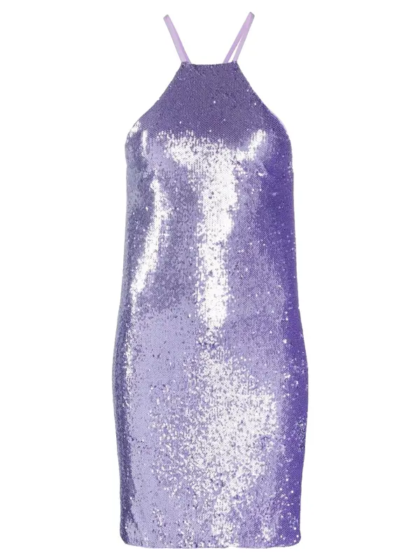 Attico Sequin-embellished Open-back Dress - Purple