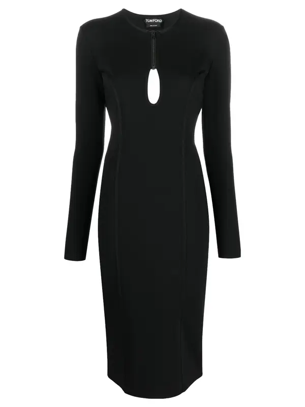 TOM FORD Keyhole Detail Midi Dress - Black