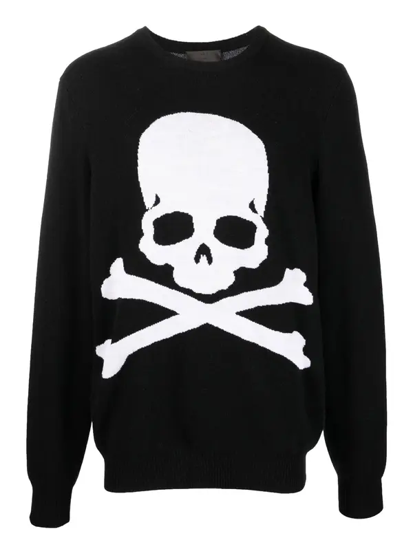 Philipp Plein Intarsia Skull-knit Jumper - Black