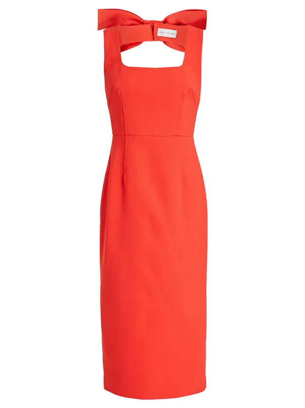 Rebecca Vallance Ally Bow-embellished Crepe Midi Dress - Tomato Red