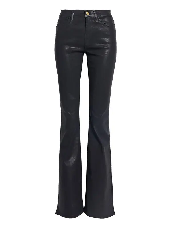 FRAME Le High Coated Flare Jeans - Black