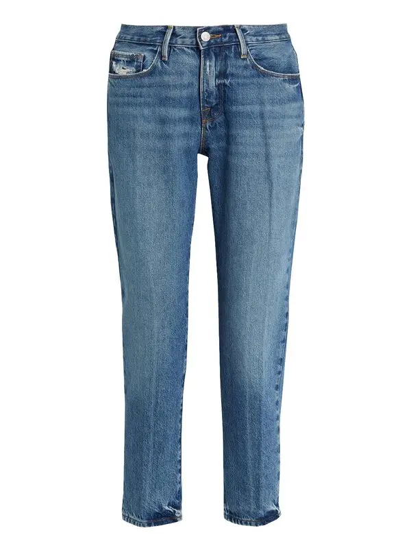 FRAME Le Nouveau Straight Cropped Mid-rise Jeans - Mid Denim