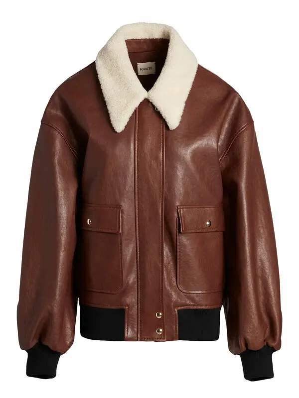 Khaite Shellar Leather Jacket - Classic Brown