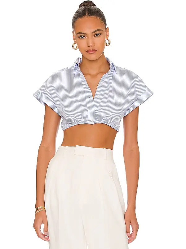 L'academie Bryn Crop Top - Blue & White