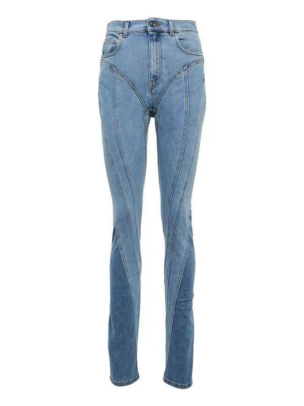 MUGLER High-rise Skinny Jeans - Blue
