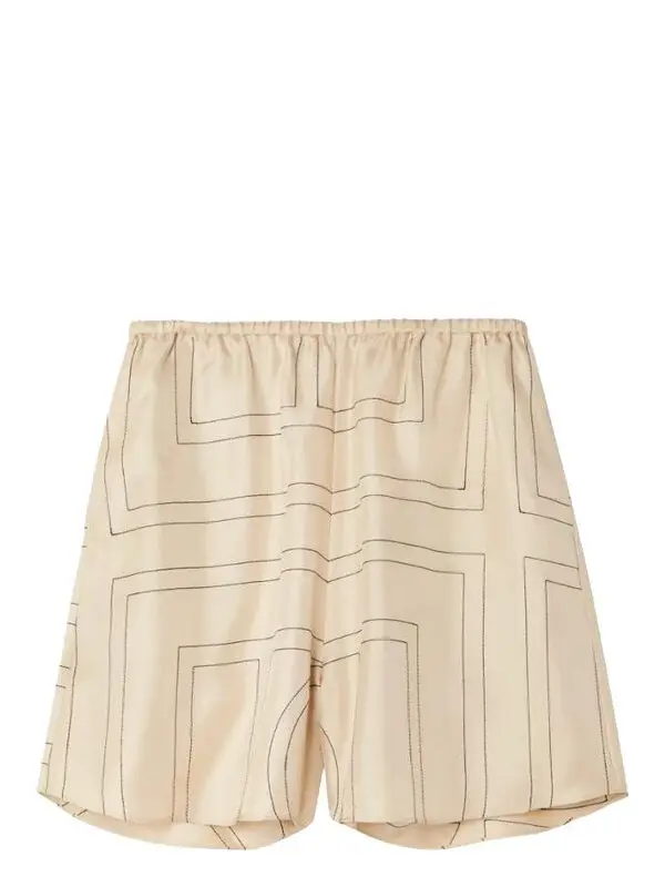 TOTEME Embroidered Silk-twill Shorts - Ivory