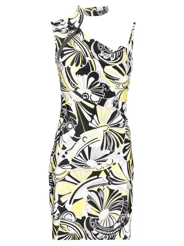 Coperni Abstract-print Cut-out Dress - Black