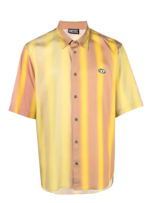 DIESEL Stripe-print Short-sleeved Shirt - Yellow