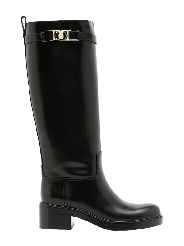 FERRAGAMO Gancini 55mm Knee High Boots - Black