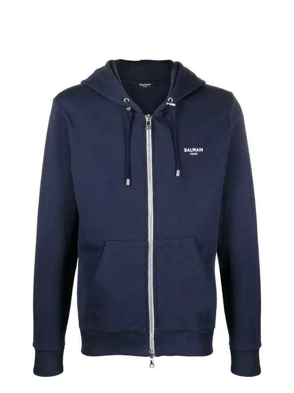 Balmain Logo-lettering Hoodie - Blue