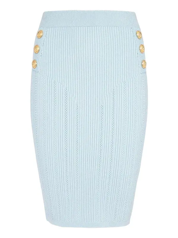 Balmain Knitted Pencil Skirt - Blue