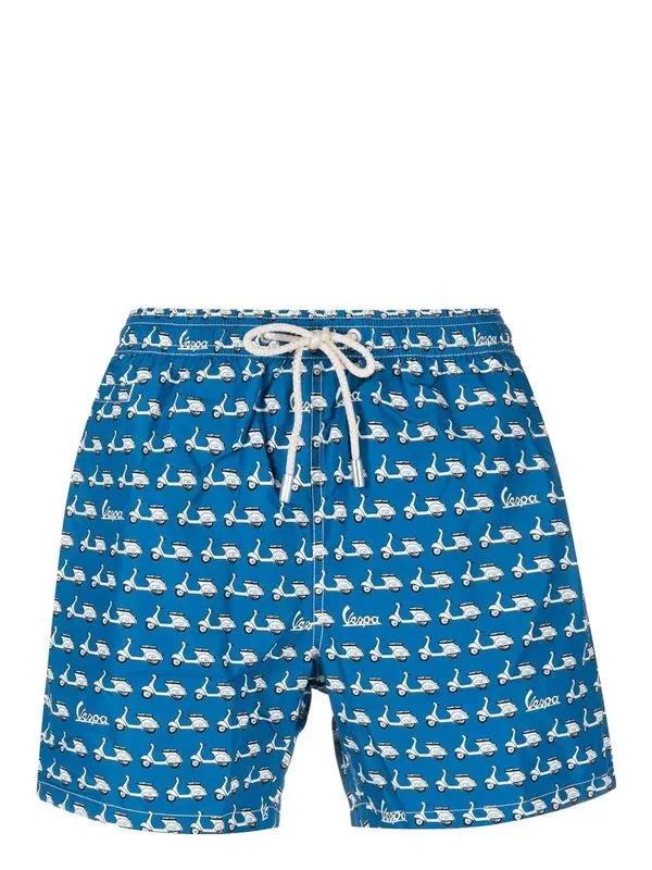 MC2 SAINT BARTH Vespa-motif Swim Shorts - Blue