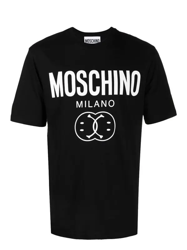 Moschino Two-smile Print Cotton T-shirt - Black