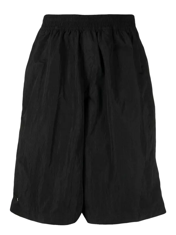 TRIBE AND TRUE Crinkle-effect Knee-length Shorts - Black