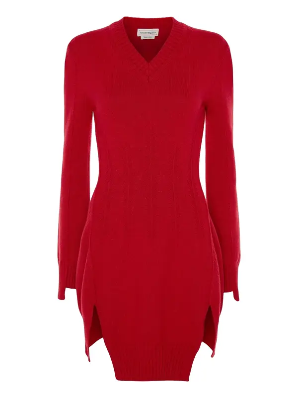 Alexander McQueen Knitted Tunic Jumper - Red