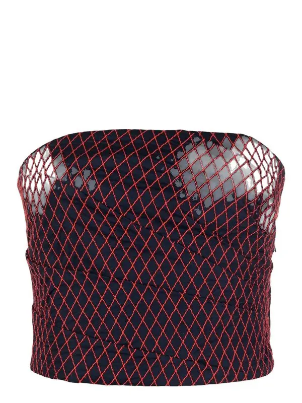 Tory Burch Diamond-stitch Wrapped Bandeau Top - Blue