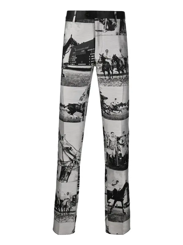 BILLIONAIRE Horse-print Slim Trousers - Grey