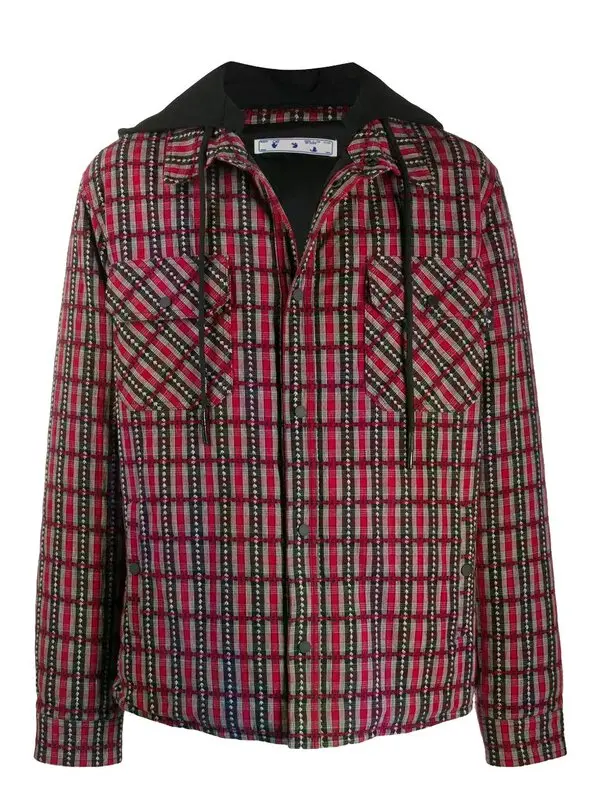 Off-White Check-pattern Hooded Jacket - Red