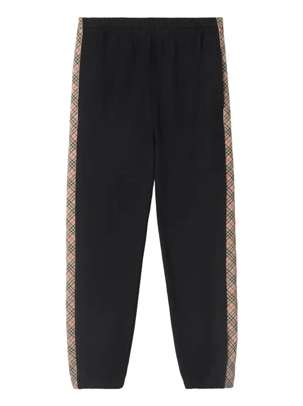 Burberry Check Panel Cotton Jogging Pants - Black