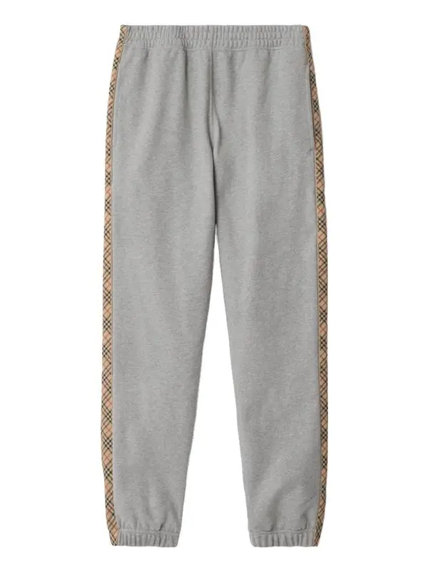 Burberry Check Panel Cotton Jogging Pants - Pale Grey Melange