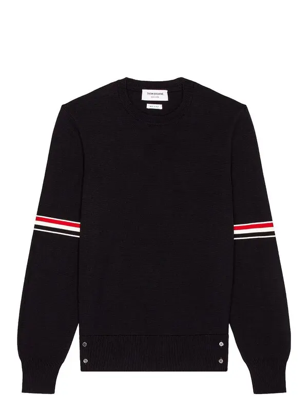 Thom Browne Milano Stitch Armband Cotton Sweater - Navy