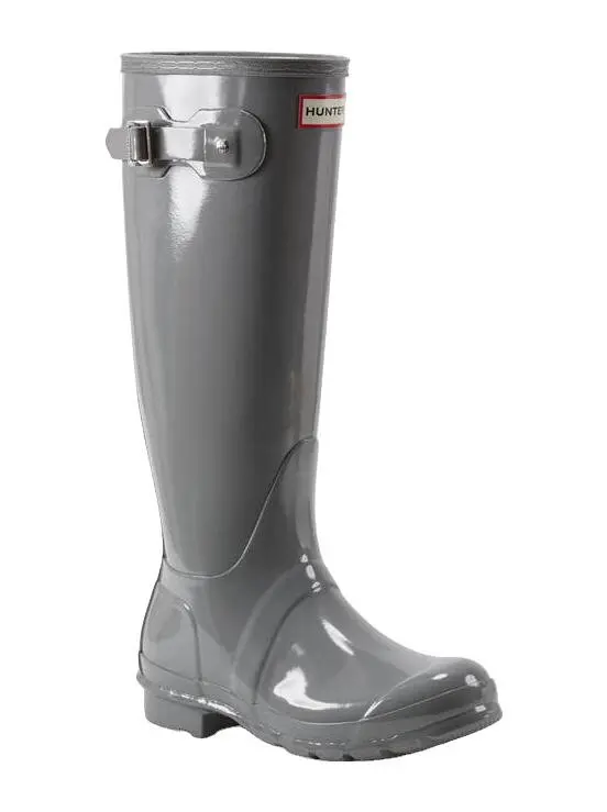Hunter Refined Tall Gloss Rain Boots - Tundra Grey