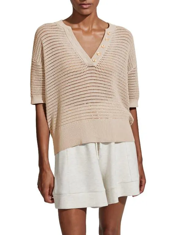 Varley Callie Sheer Knit Cotton Top - Moonlight