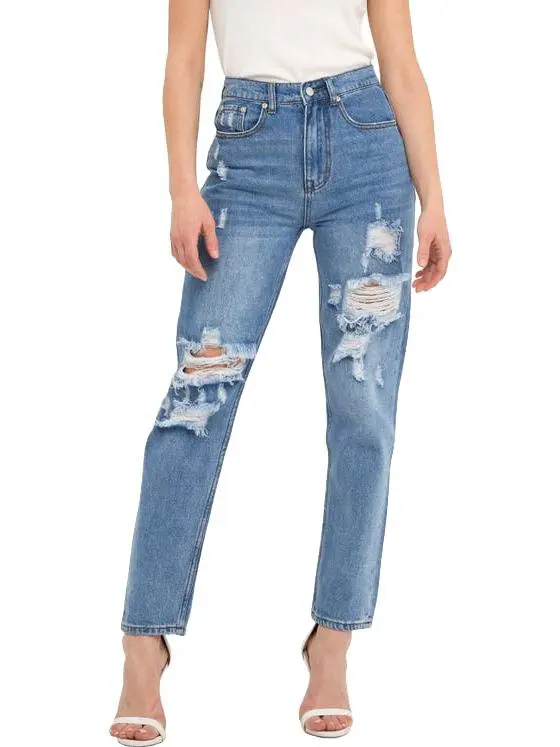 GREY LAB 90s Distressed Jeans - Medium Blue