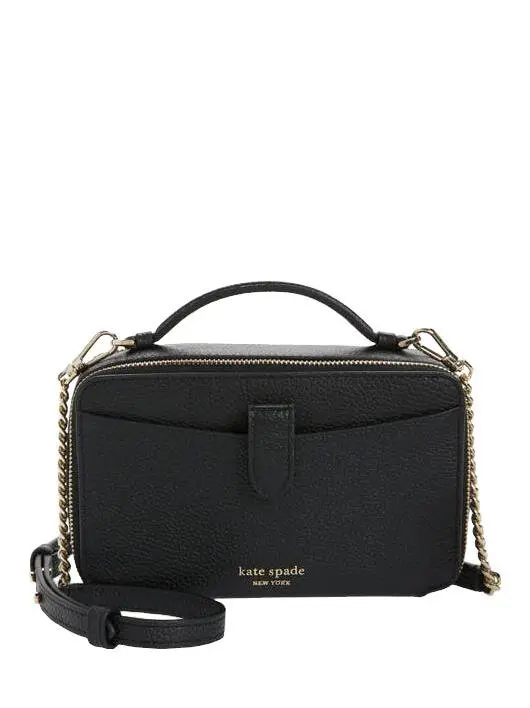 Kate Spade New York Hudson Pebble Leather Double Zip Crossbody - Black